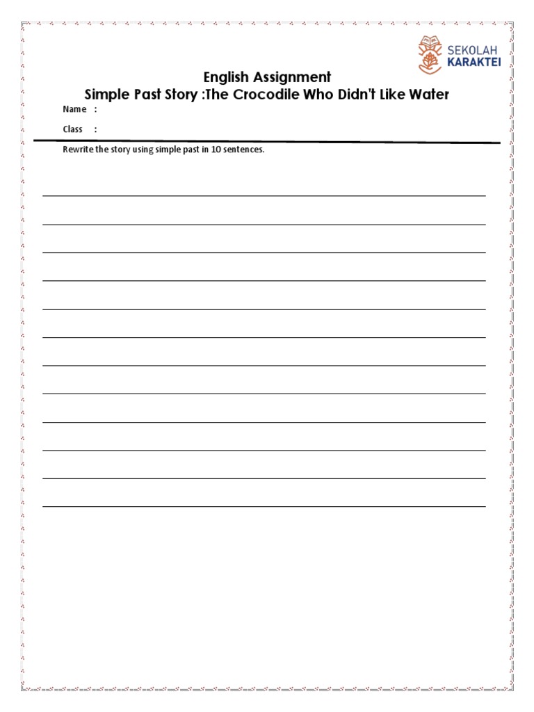 Worksheet-Simple Past Story - The Crocodile Who Didnt Like Water | PDF