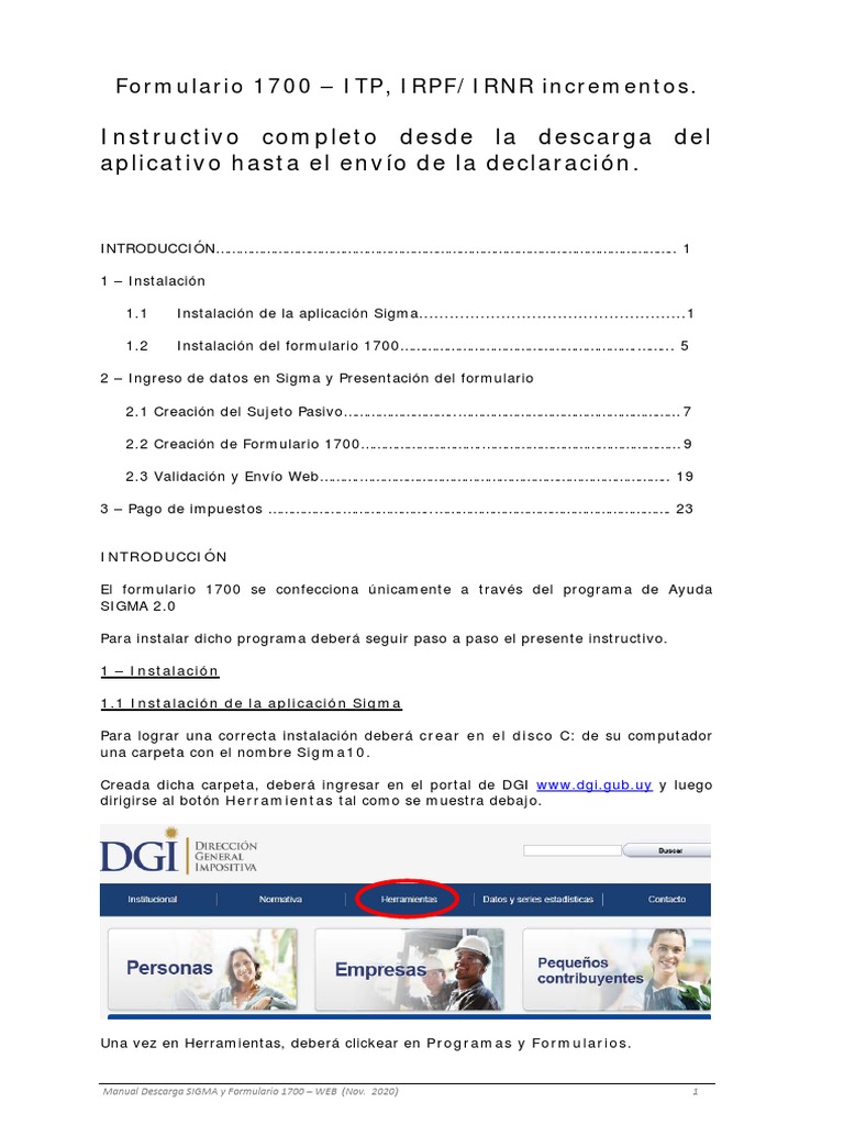 Manual Sigma e Instructivo 1700 11 2020 | PDF | Archivo de computadora ...