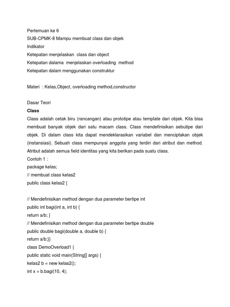 Konsep OOP: Class dan Object | PDF