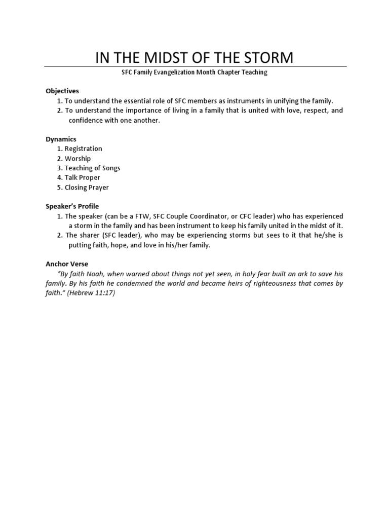 In The Midst of Storms Chapter Teaching | PDF | Noah's Ark | Faith