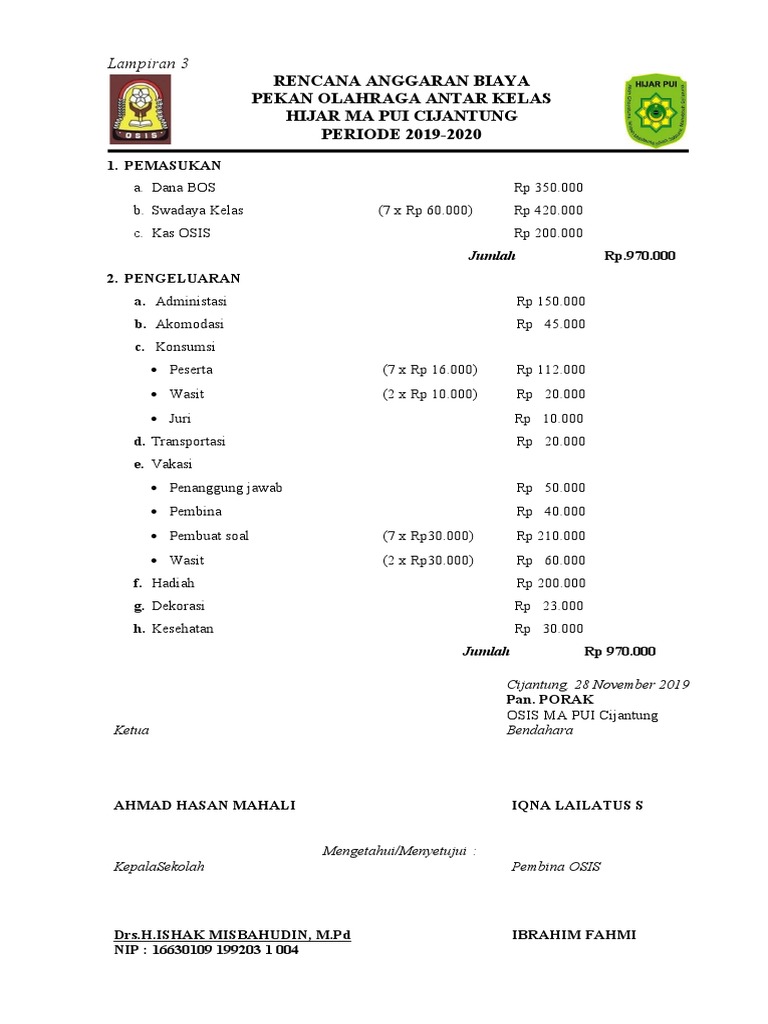 Contoh RAB Kegiatan Olahraga | PDF