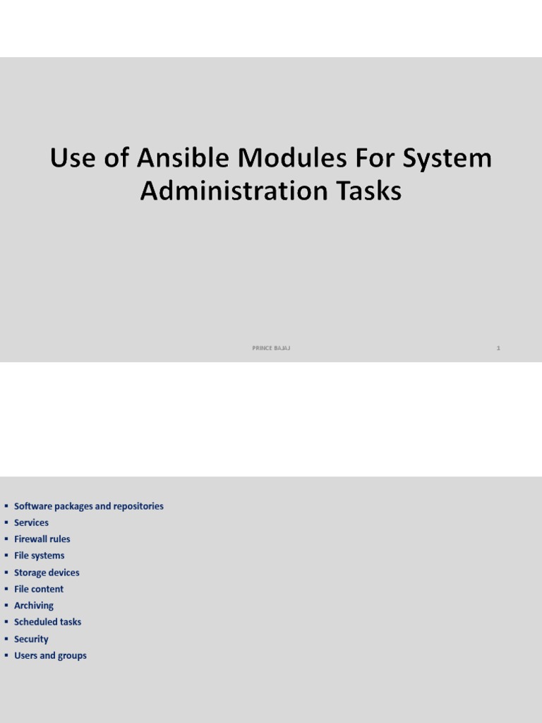 14.1 6. Use of Ansible Modules For System Administration Tasks | PDF | Internet & Web | Networking