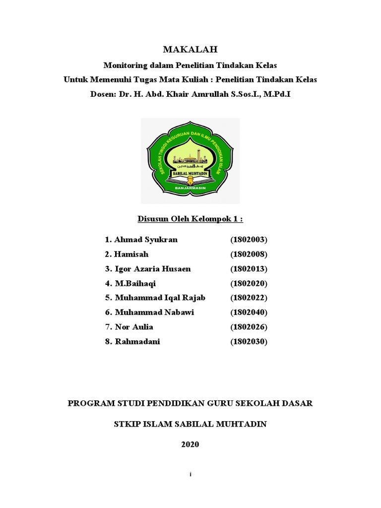 KEL 1 (PTK) MAKALAH Monitoring Dalam Penelitian Tindakan Kelas | PDF