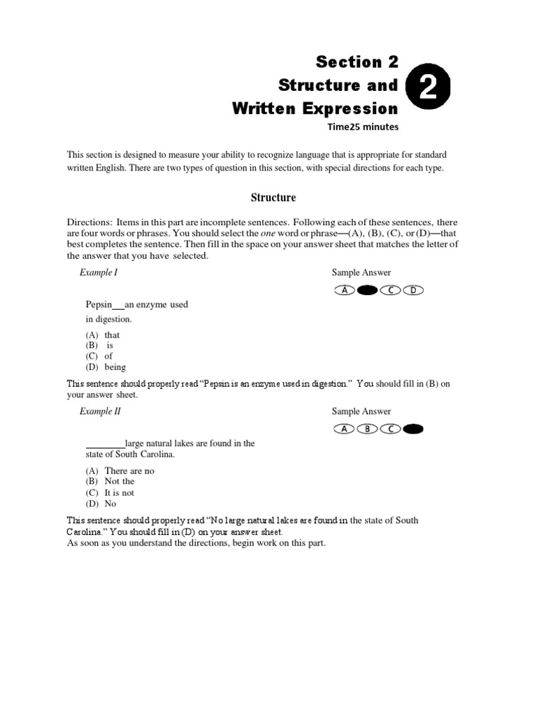 (Mini Test) Section 2 Structure and Written Expression | PDF