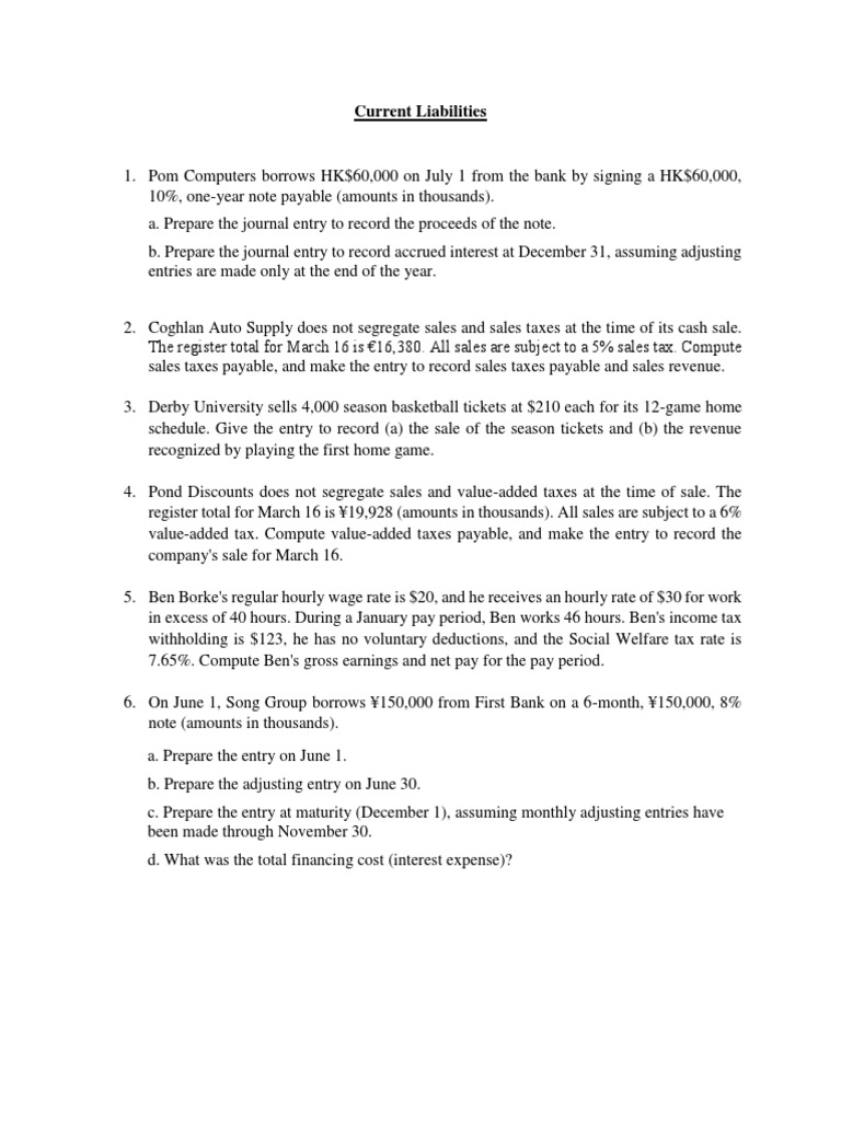 Journal Entries for Liabilities Management | PDF | Bonds (Finance) | Taxes