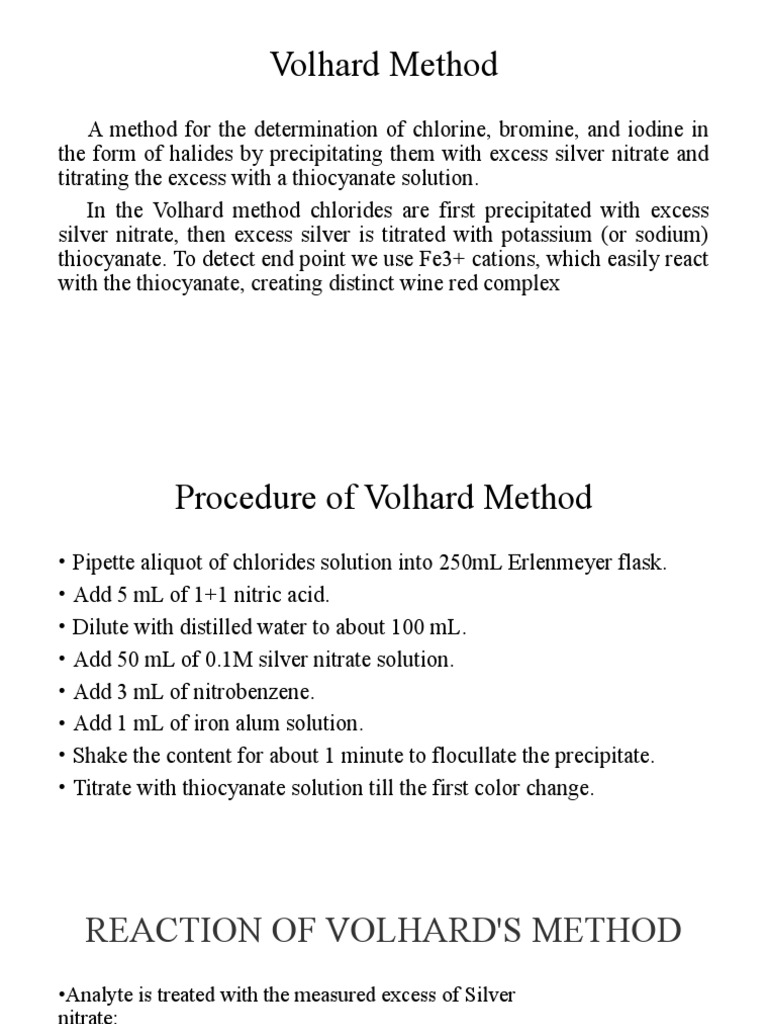 Volhard's Method | PDF | Science & Mathematics | Technology & Engineering