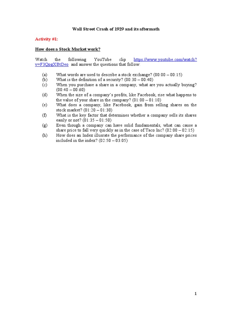 Activity #1:: V F3Qpgxbtdeo | PDF | United States Travel | Wall Street ...