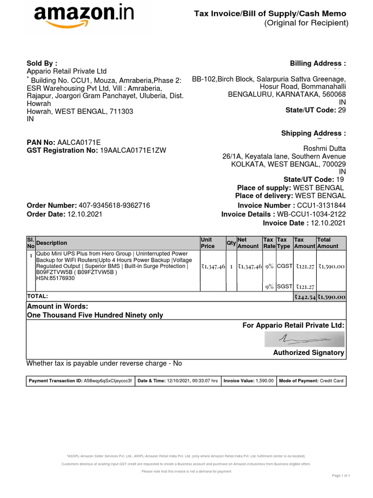 Invoice - Router UPS | Download Free PDF | Invoice | Value Added Tax