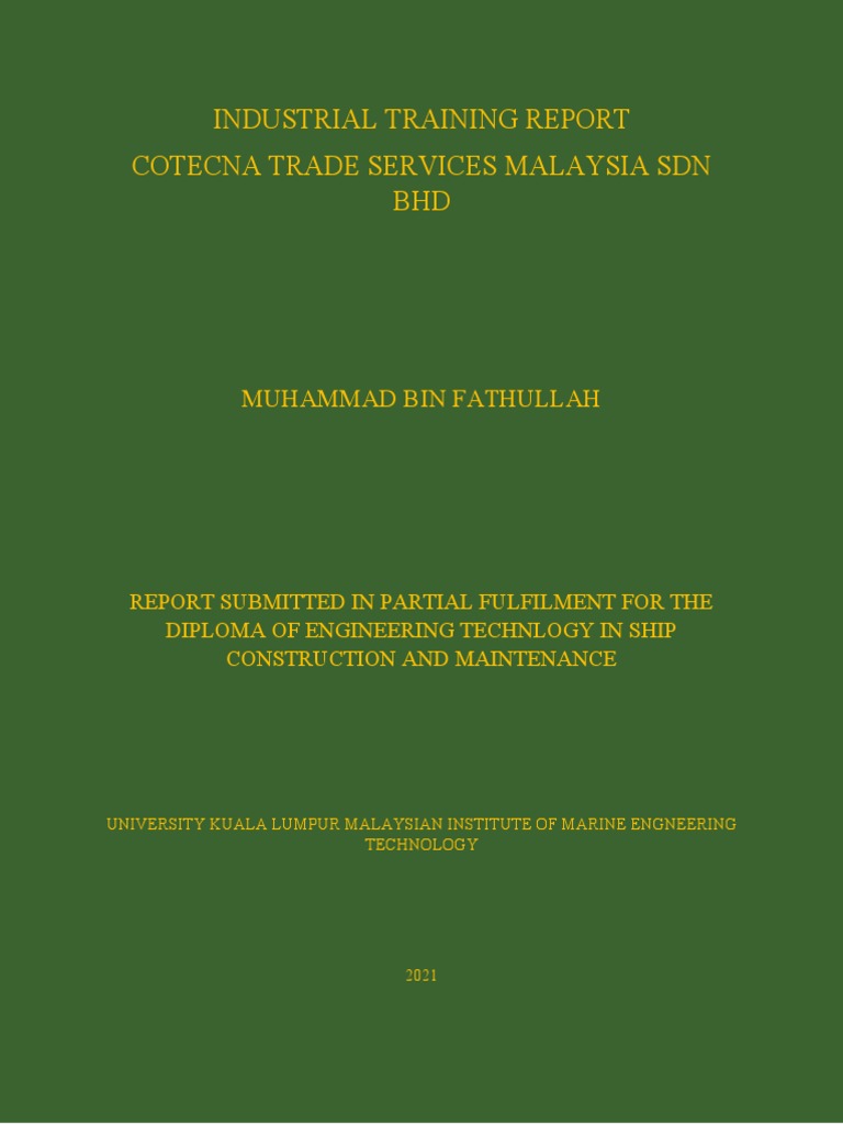 Industrial Training Report Cotecna Trade Services Malaysia SDN BHD ...