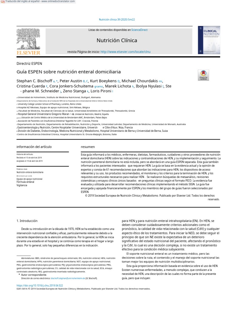 ESPEN Guideline On Home Enteral Nutrition - En.es | PDF | Dieta y ...