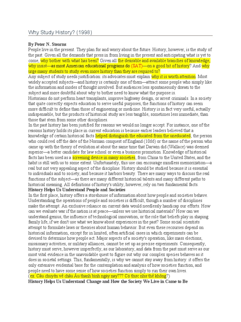 Why Study History? (1998) : by Peter N. Stearns | PDF | Identity ...