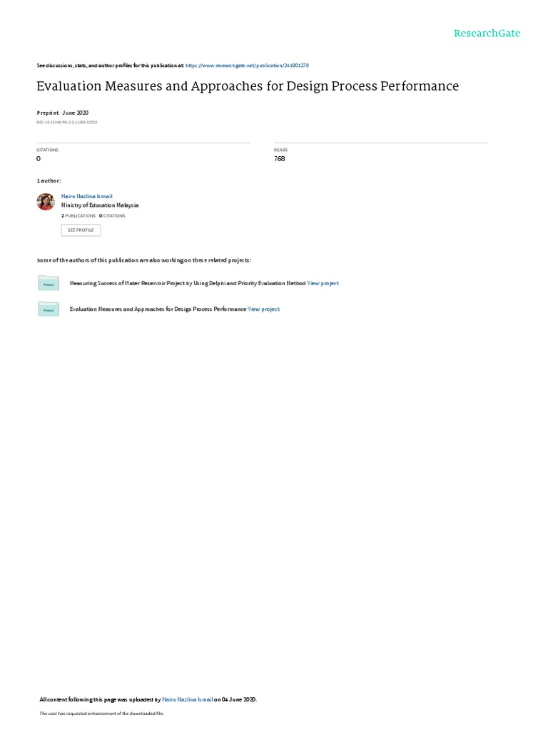 Evaluation Measures and Approaches For Design Process Performance ...