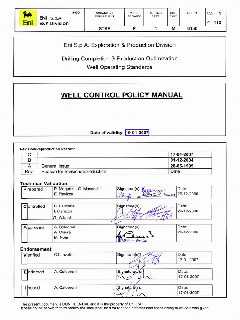 Well Control Policy Manual - STAP-P-1-M-6150-rev-C | PDF | Casing ...