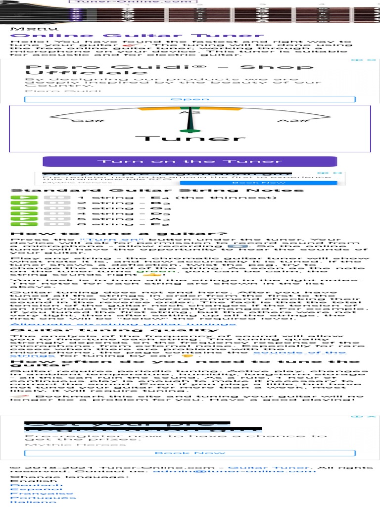 Online Guitar Tuner With Microphone, Free Guitar Tuning | PDF | Guitars ...