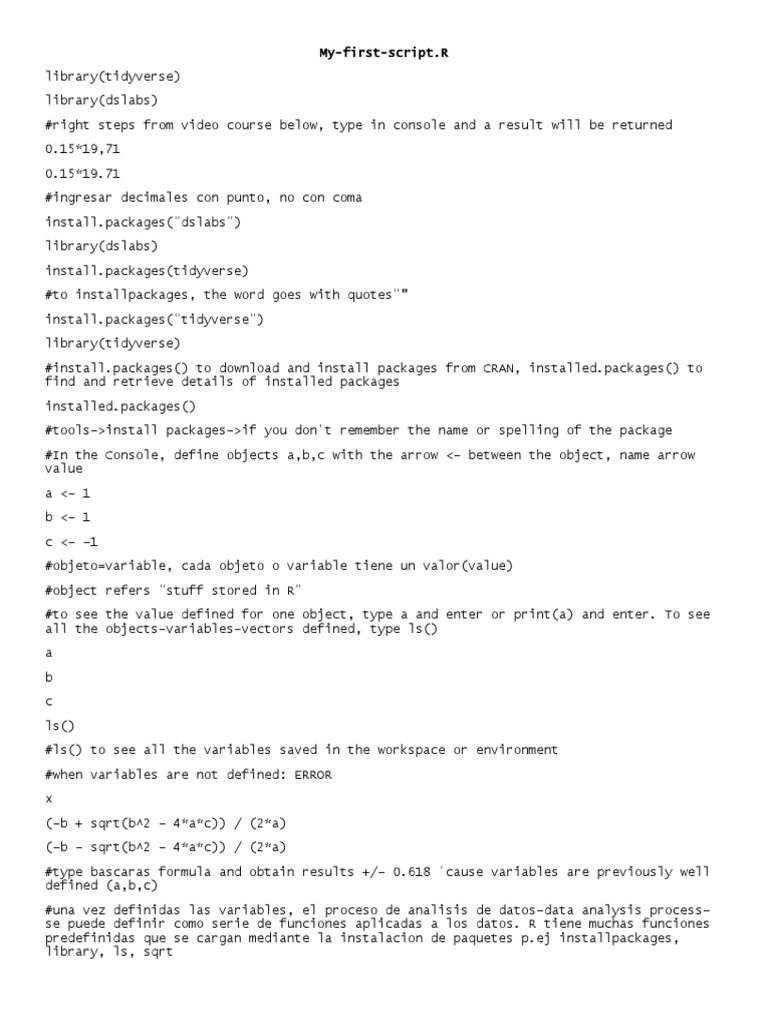 My First Script.r | PDF | Function (Mathematics) | Computer Programming
