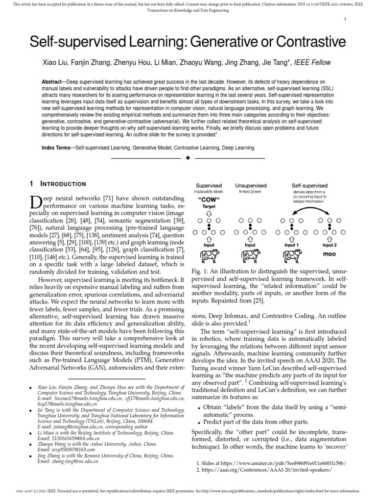 Self-Supervised Learning: Generative or Contrastive | PDF | Machine ...