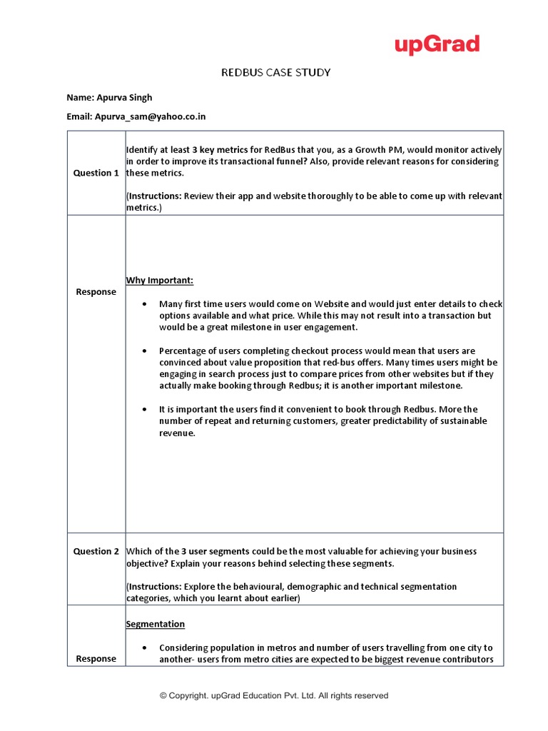 Redbus Case Study: Name: Apurva Singh Email: Apurva - Sam@yahoo - Co.in ...