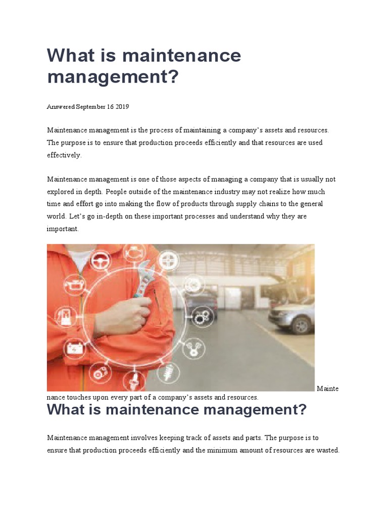 What Is Maintenance Management | PDF | Computing | Systems Engineering