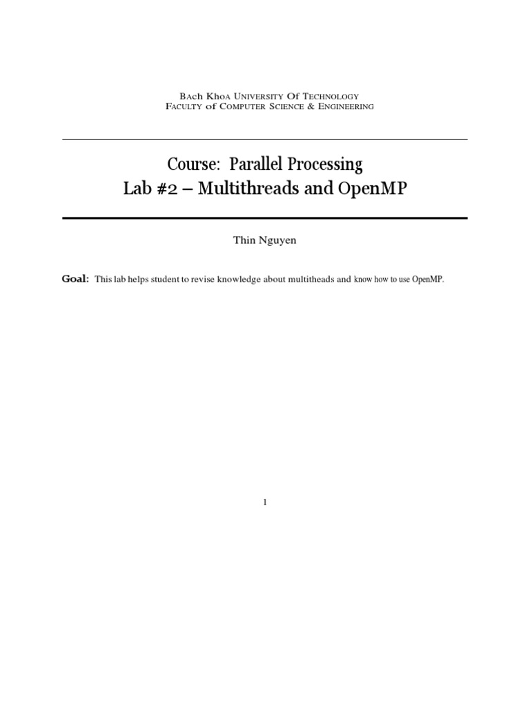 Course: Parallel Processing Lab #2 - Multithreads and Openmp | PDF | Matrix (Mathematics ...