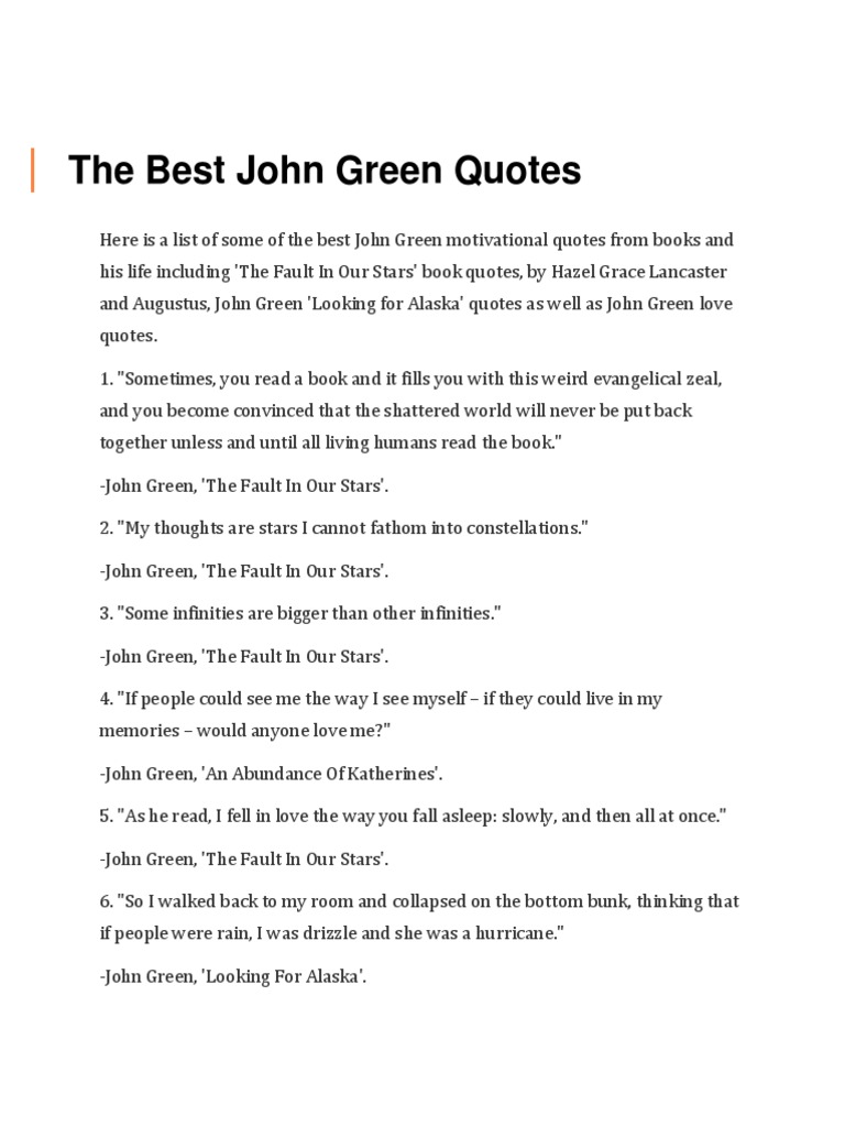 Inspiring John Green Quotes Collection | PDF