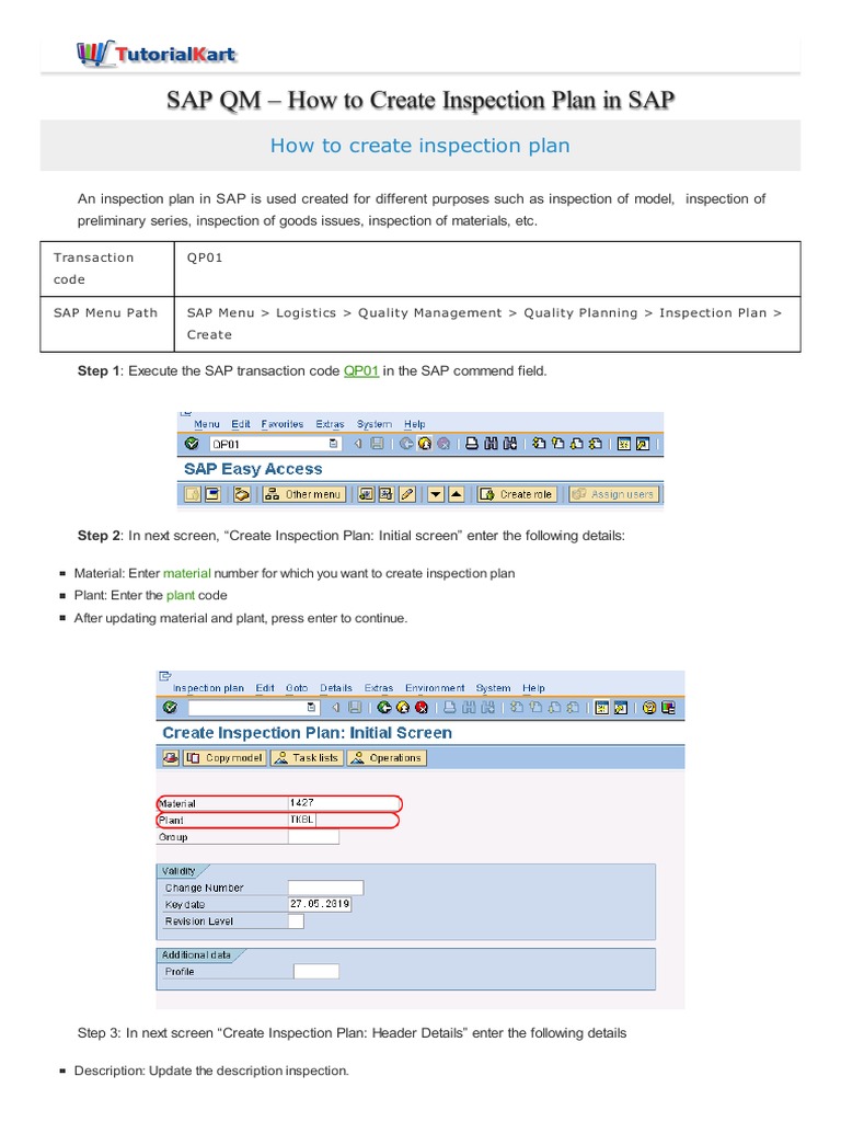 SAP QM - How To Create Inspection Plan in SAP | PDF | Business Process ...