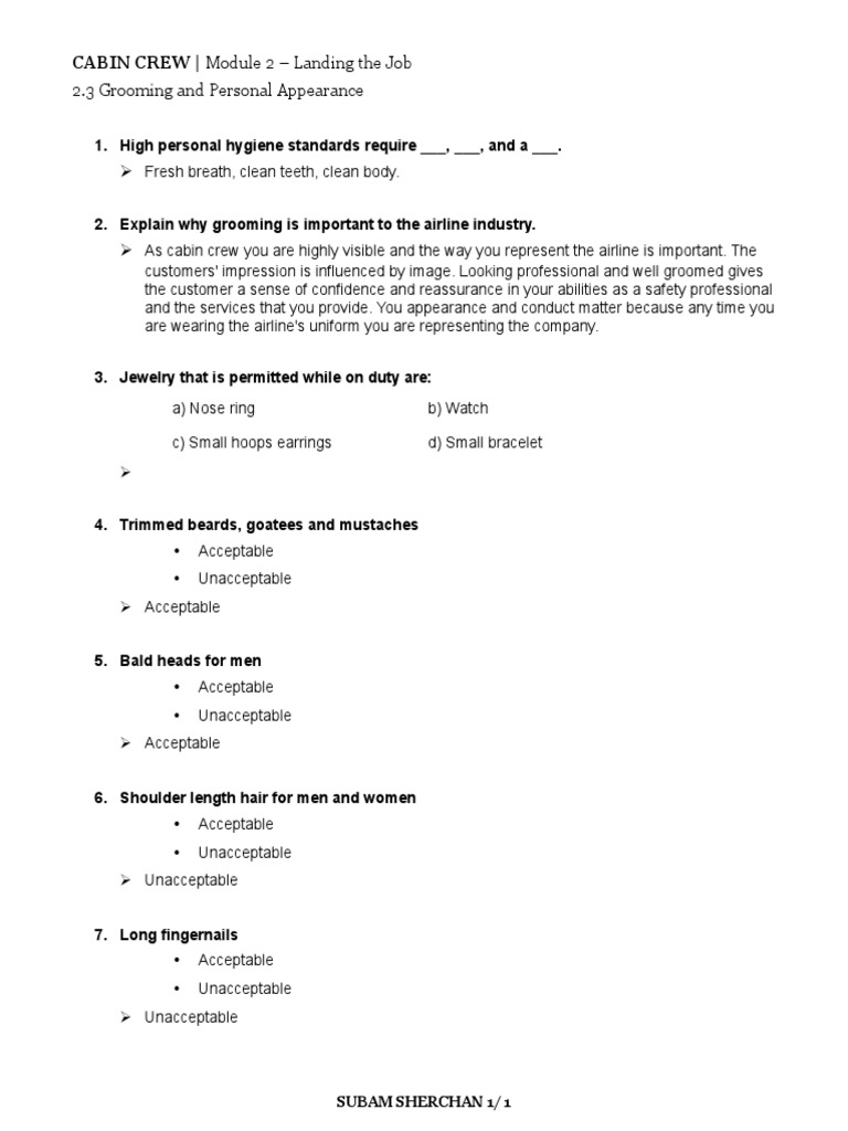 2.3 Grooming and Personal Appearance | PDF | Career & Growth | Business