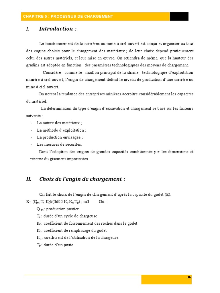 E - Chapitre 5 Processus de Chargement | PDF | Exploitation minière