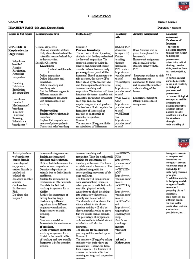 LP - Grade-7 CH-10 Respiration in Organisms | PDF | Breathing | Exhalation