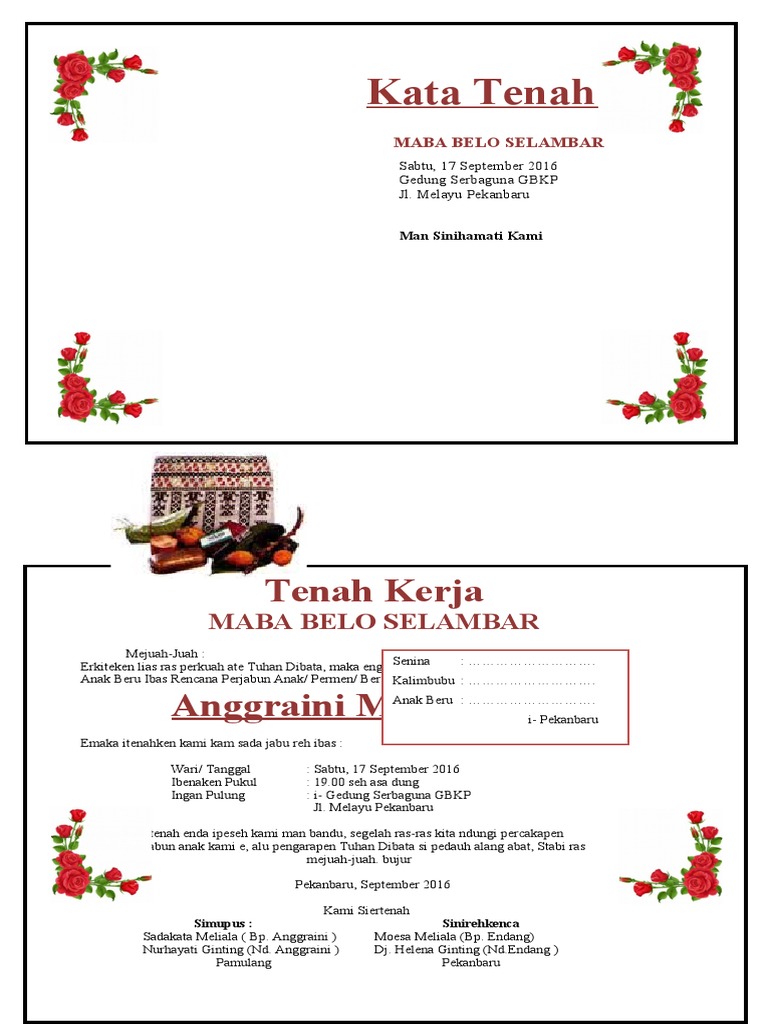 Contoh Undangan Karo | PDF