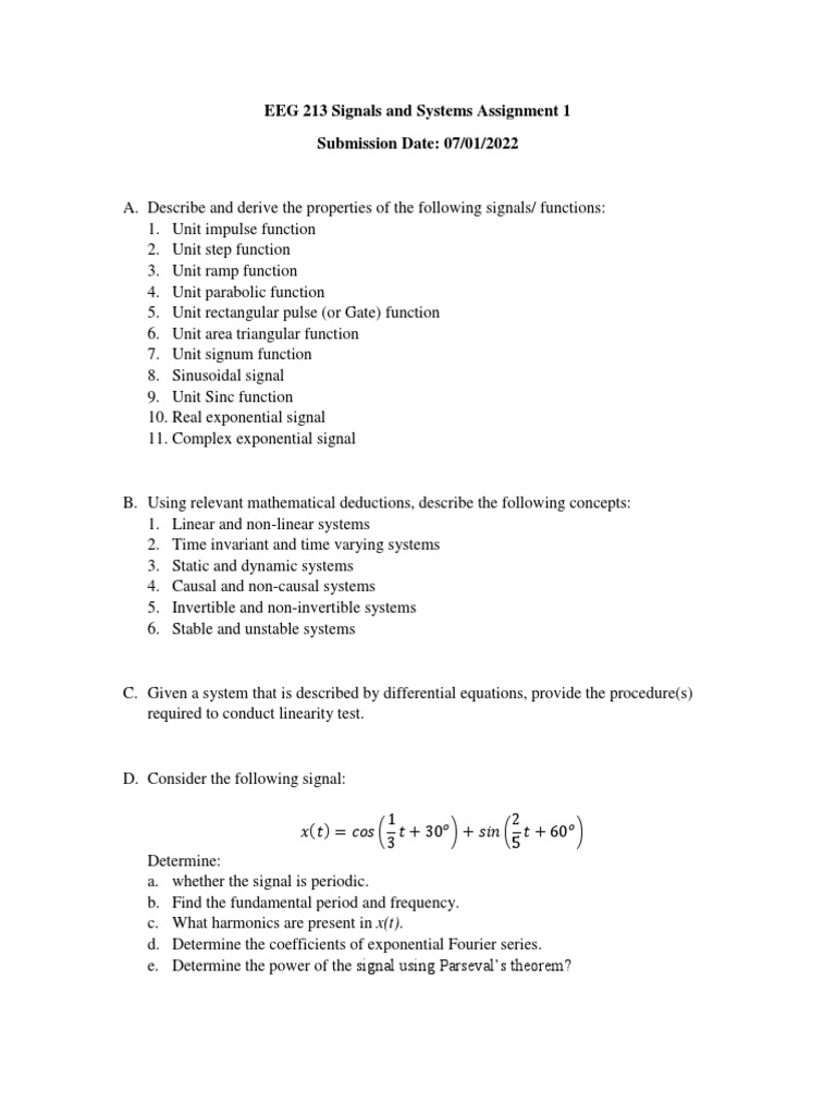Signals and Systems Practice Questions | PDF | Teaching Methods & Materials