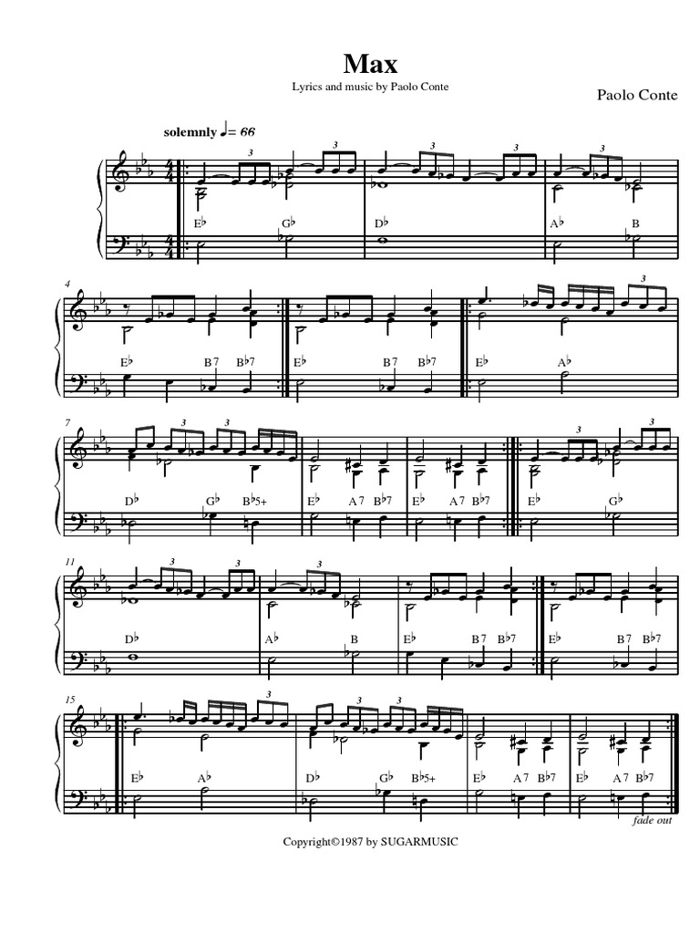 Paolo Conte's "Max" Lyrics and Music | PDF
