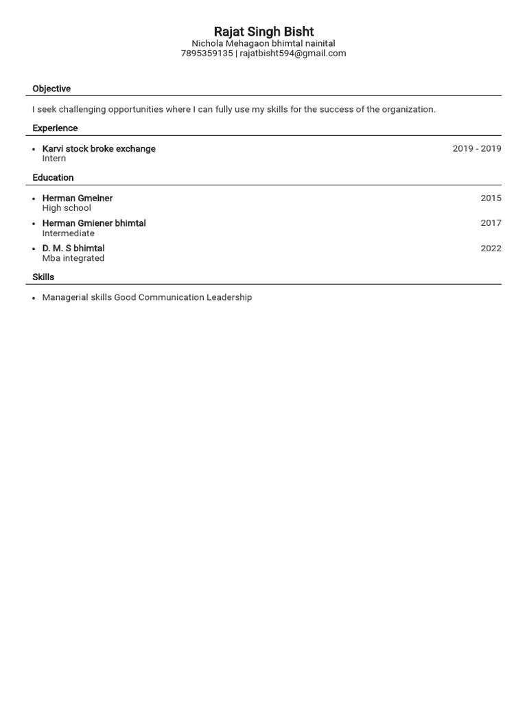 Rajat Bisht CV | PDF