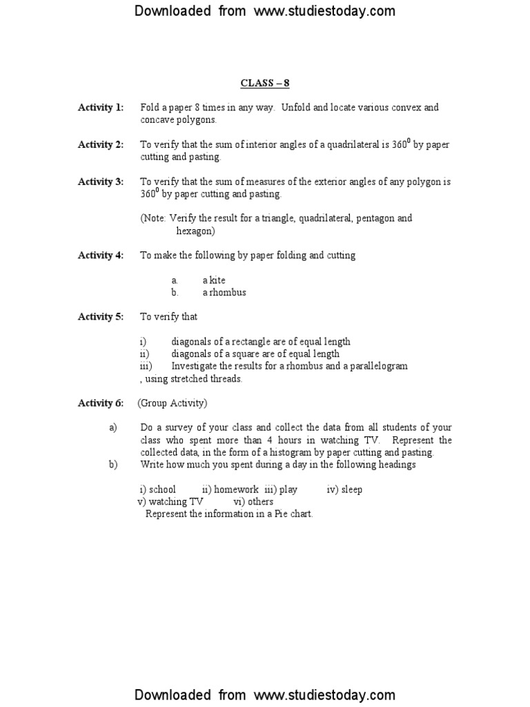Class 8 Maths Activity Guide | PDF | Area | Euclidean Geometry