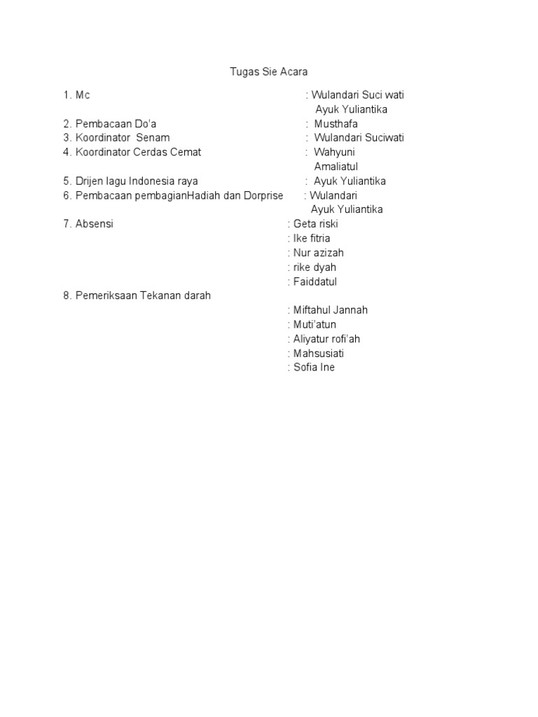 Tugas Sie Acara | PDF