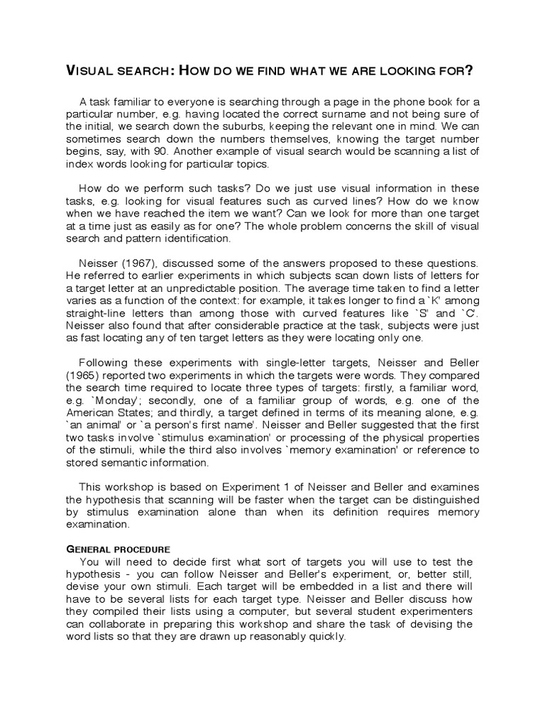 Visual Search | PDF | Experiment | Test (Assessment)