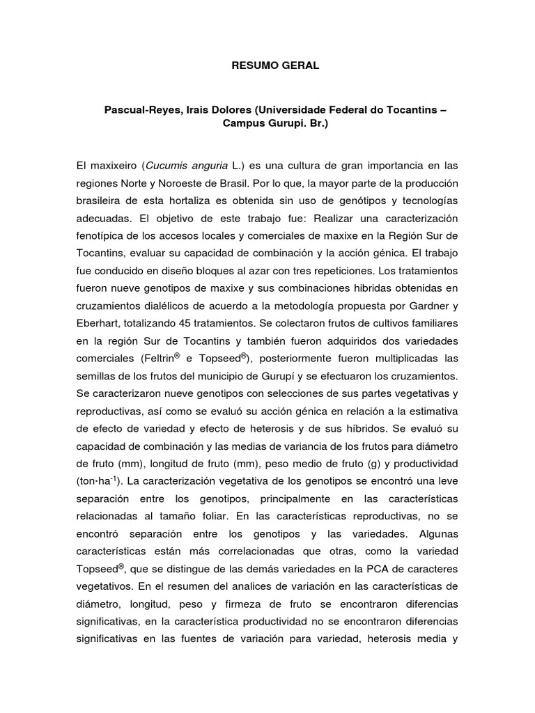 RESUMO Maxixe | PDF | Plantas | Organismos