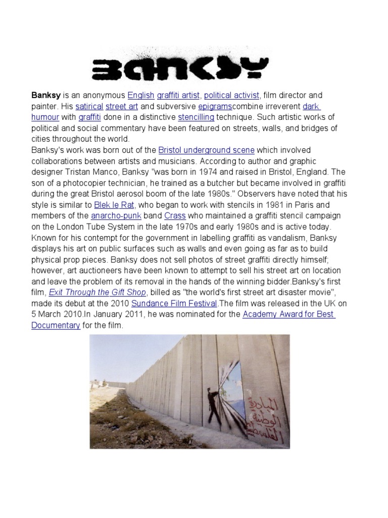 Banksy | PDF | Graffiti | Paintings