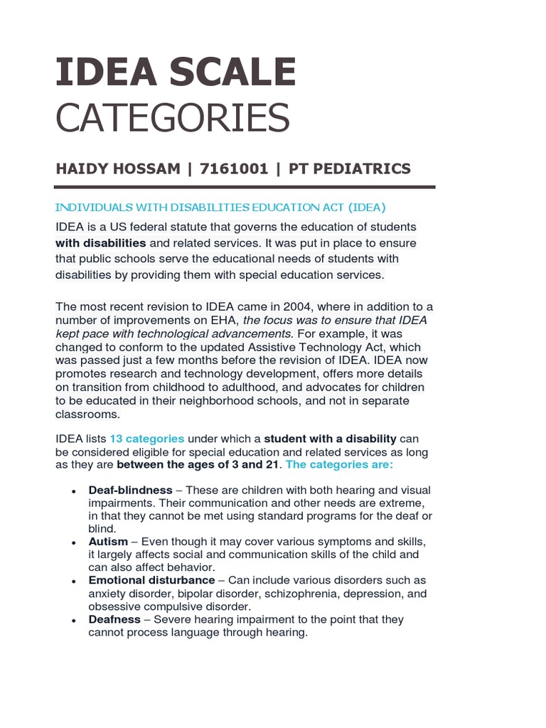 Idea Scale | PDF | Special Education | Disability