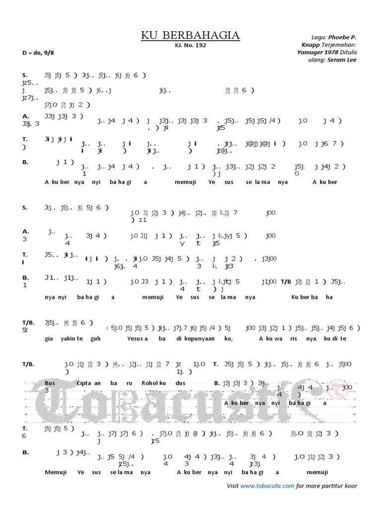 Partitur Koor Ku Berbahagia | PDF
