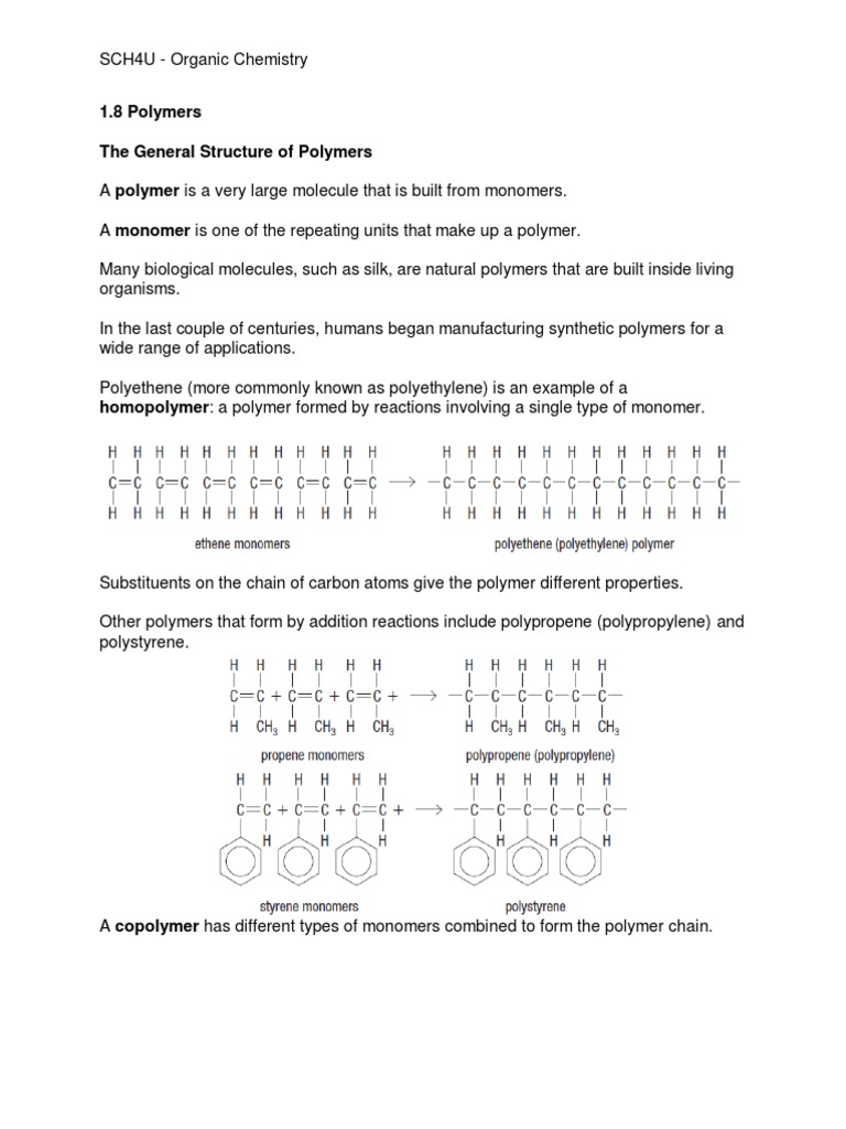 1.8 Polymers The General Structure of Polymers | PDF | Polymers | Polyester