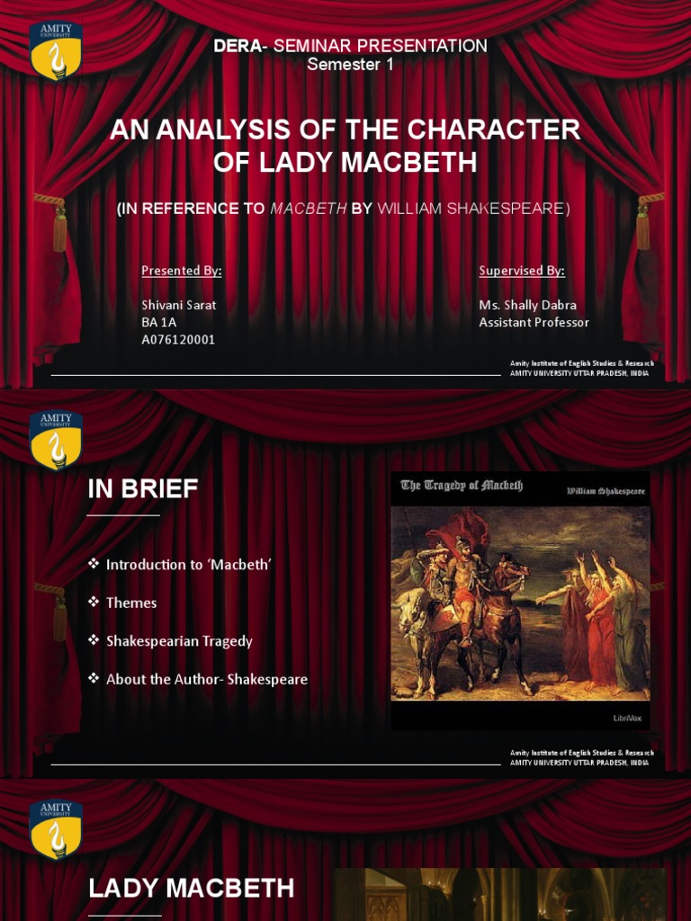 An Analysis of The Character of Lady Macbeth: Dera-Seminar Presentation ...