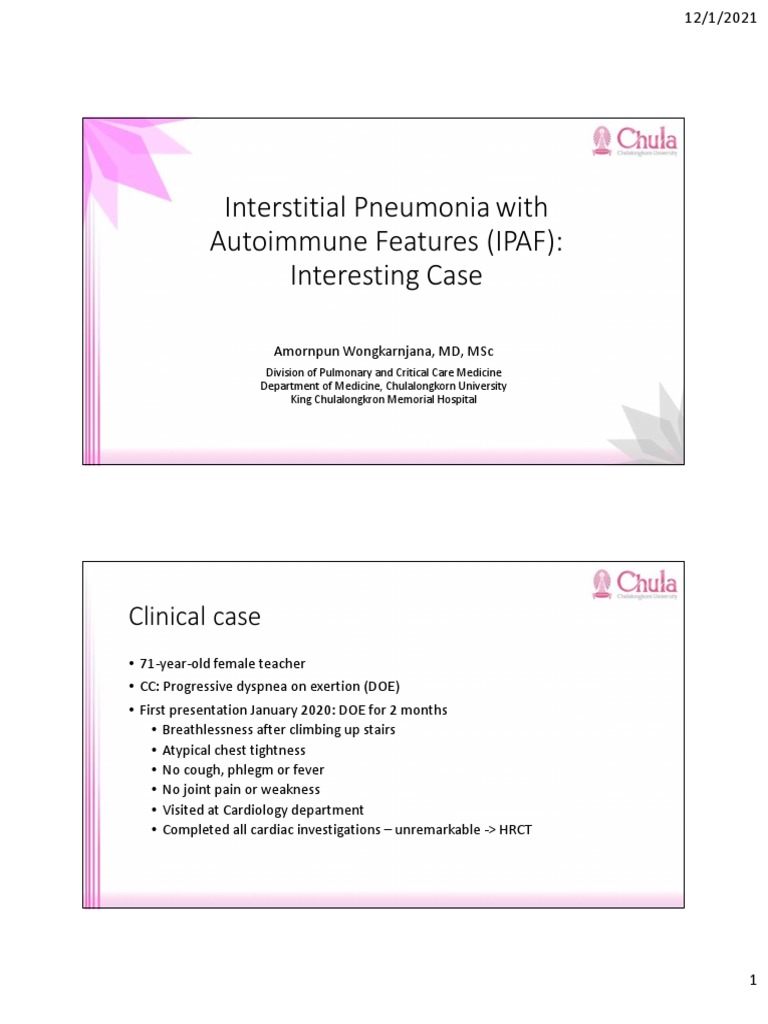 Interstitial Pneumonia With Autoimmune Features (IPAF) : Interesting ...