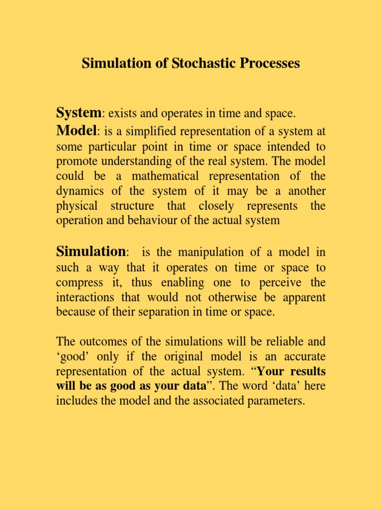 Simulating the Dynamics of Stochastic Systems Through Mathematical ...