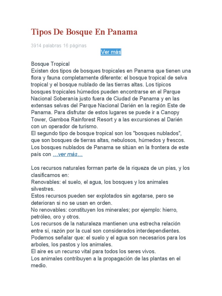 Tipos de Bosques en Panamá | PDF