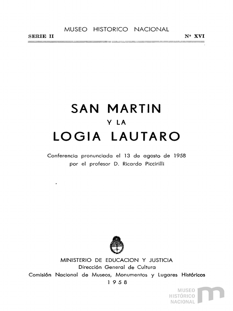 #16. San Martín y La Logia Lautaro. Conferencia Pronunciada El 13 de ...