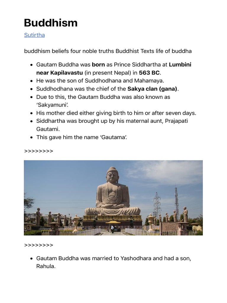 Buddhism - Gautam Buddha (563-483 B.C) - Wbpscupsc | PDF | Gautama ...