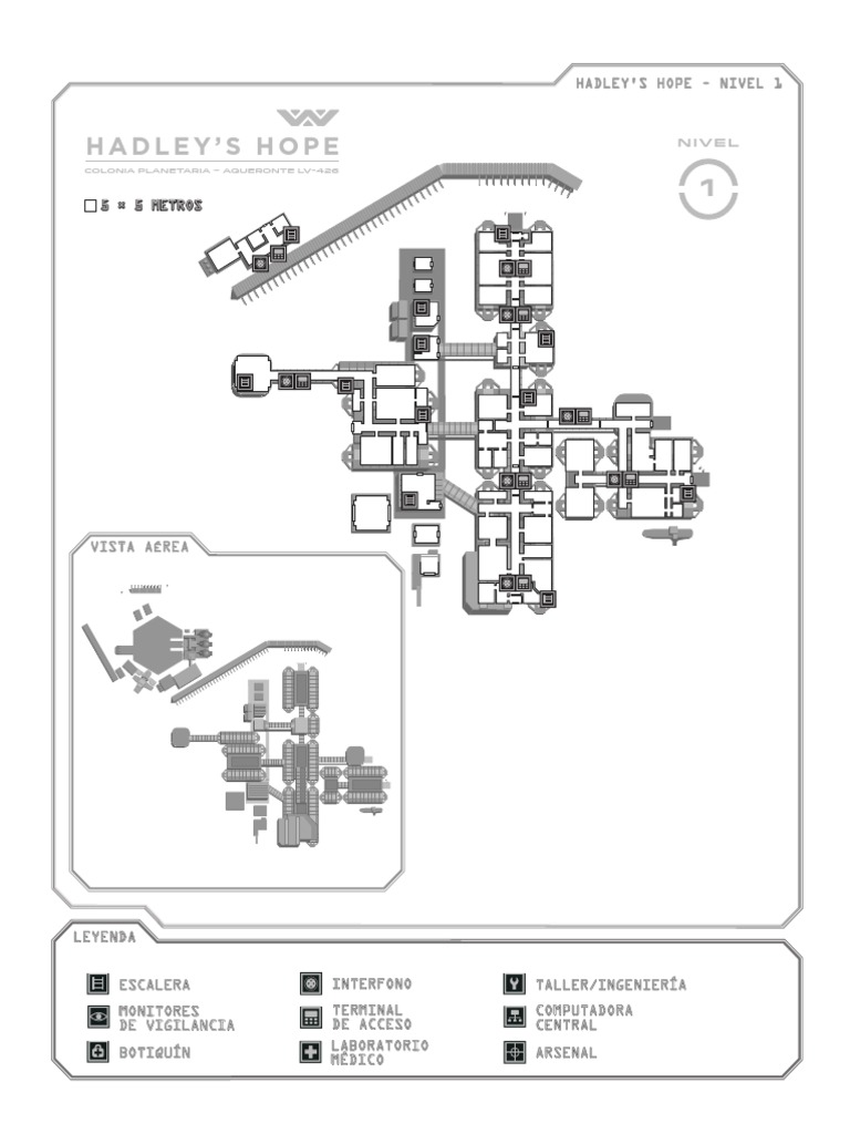 Alien - Plano de Hadleys's Hope en Blanco (Printer Friendly) | PDF