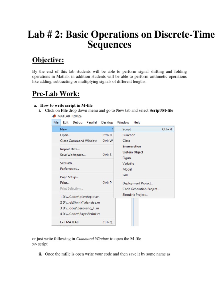 Lab # 2: Basic Operations On Discrete-Time: Sequences | PDF | Matlab ...