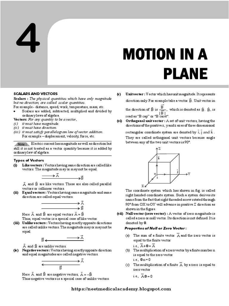 Motion In A Plane 01 Pdf Euclidean Vector Rotation Around A Fixed Axis