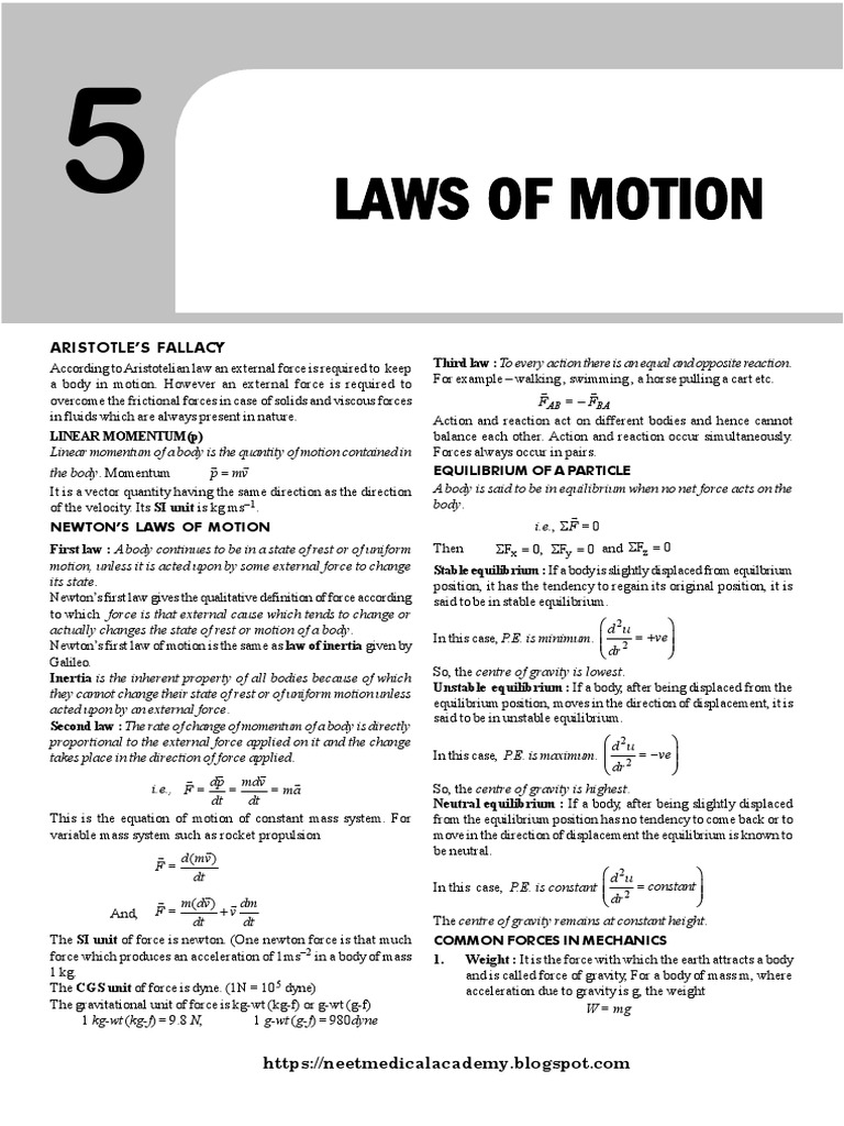 Laws of Motion-01 | PDF | Force | Tension (Physics)